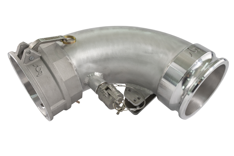 NuTube INVERSION HEAD 6" CAMLOCK ALU 90 BEND DN150 Incl STEAM CONNECTI – NuFlow